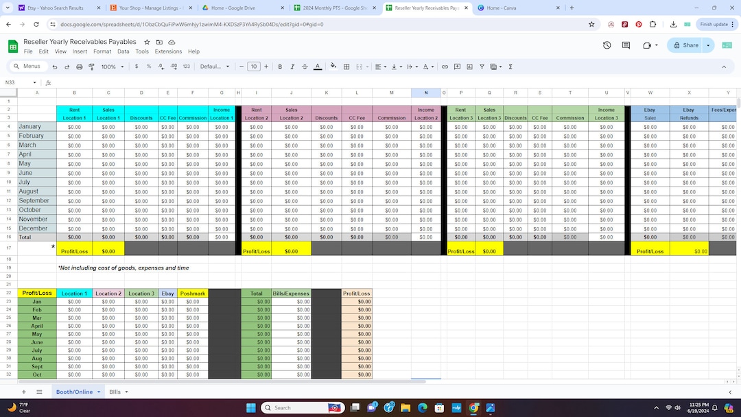 Antique Resellers Spreadsheet - Receivables and Payables - Etsy