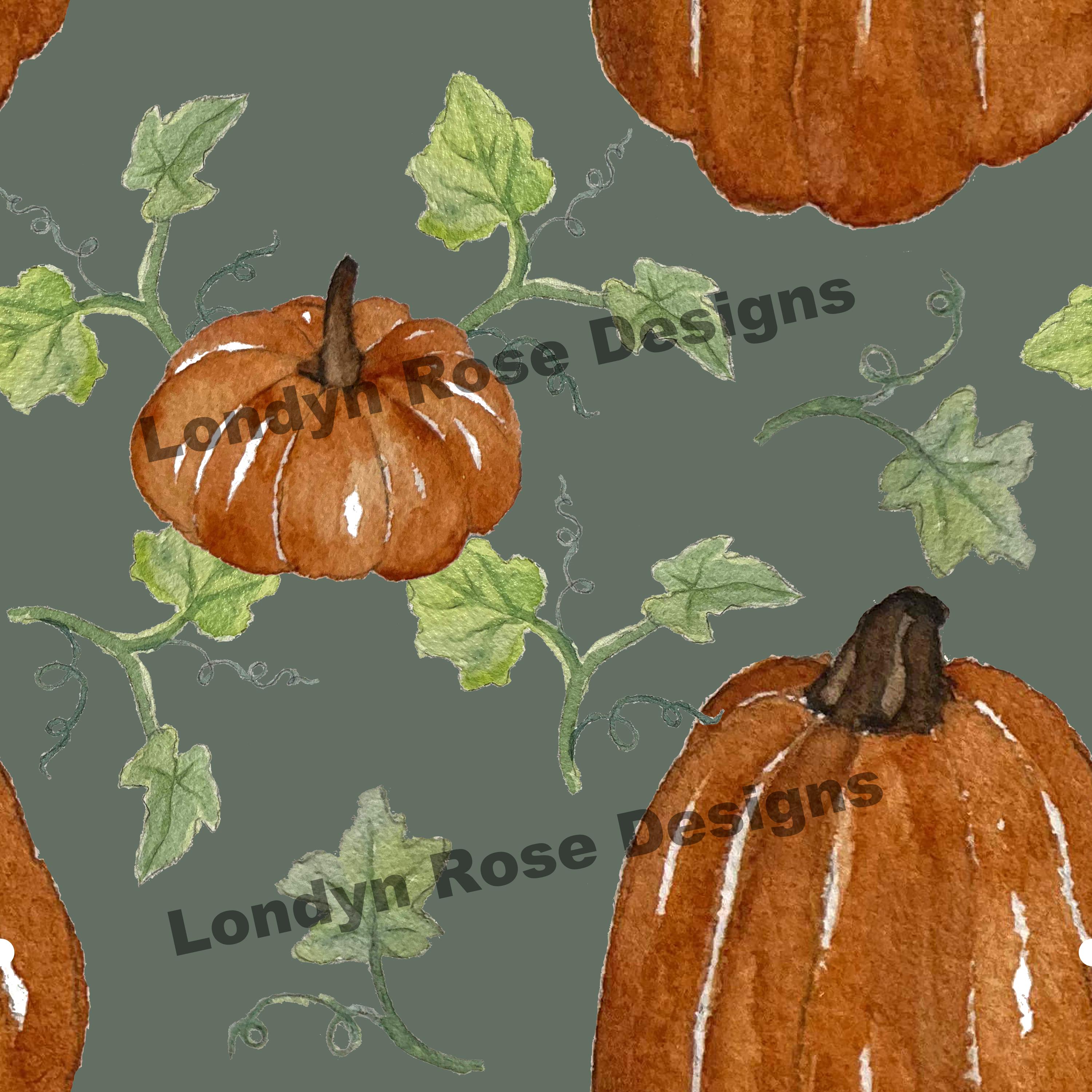 Pumpkin With Green Background Seamless Pattern, Seamless File - Etsy