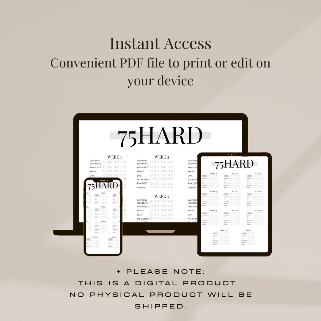 75 Hard Tracker Poster, 75 Day Habit and Goals Printable, Habit Tracker ...