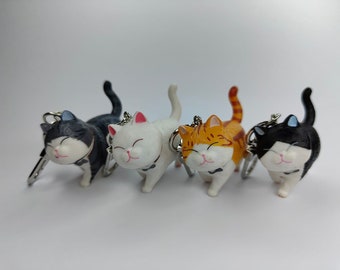 Orange and White Cat Keychain - Etsy