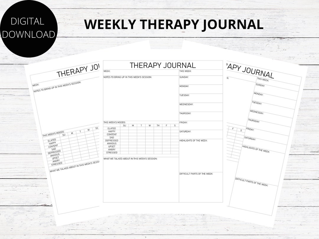 Printable Weekly Therapy Journal Therapy Notes Planner - Etsy