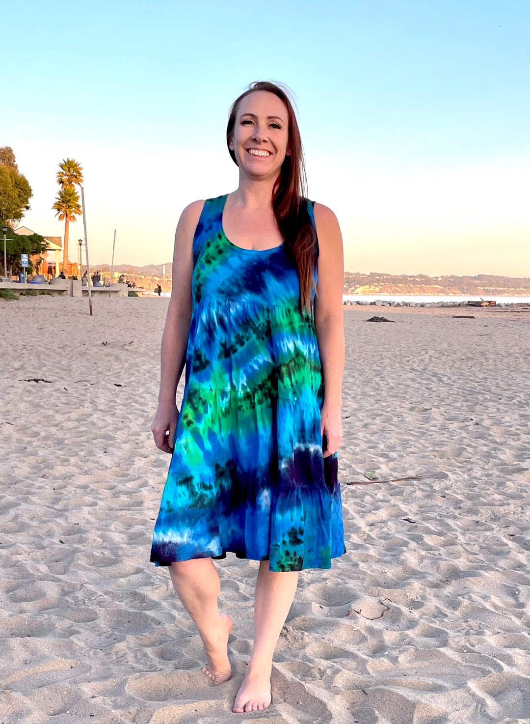 Tie Dye Dress Racer Back Size Med, Blue Purple Green and Black - Etsy