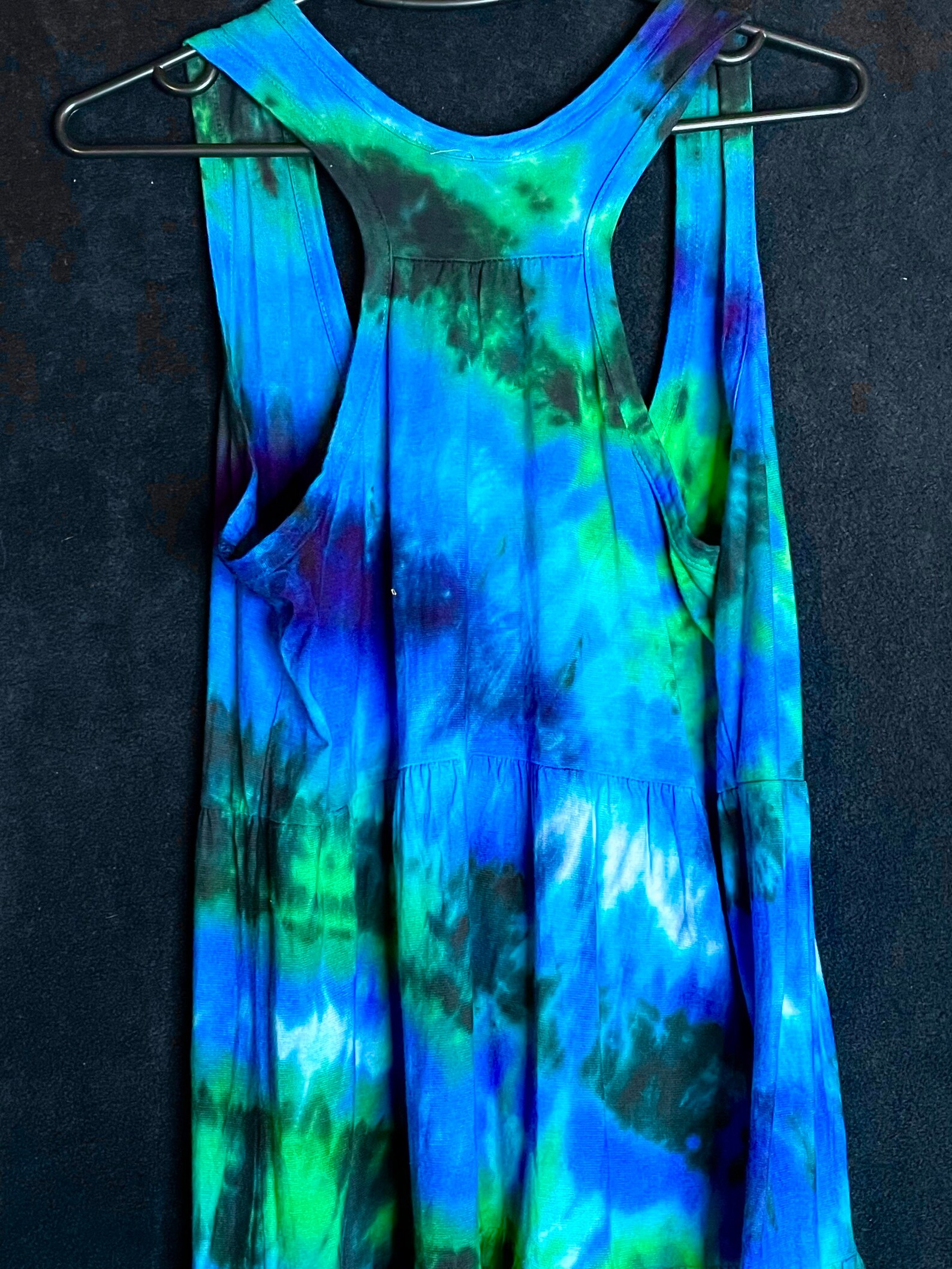 Tie Dye Dress Racer Back Size Med, Blue Purple Green and Black - Etsy