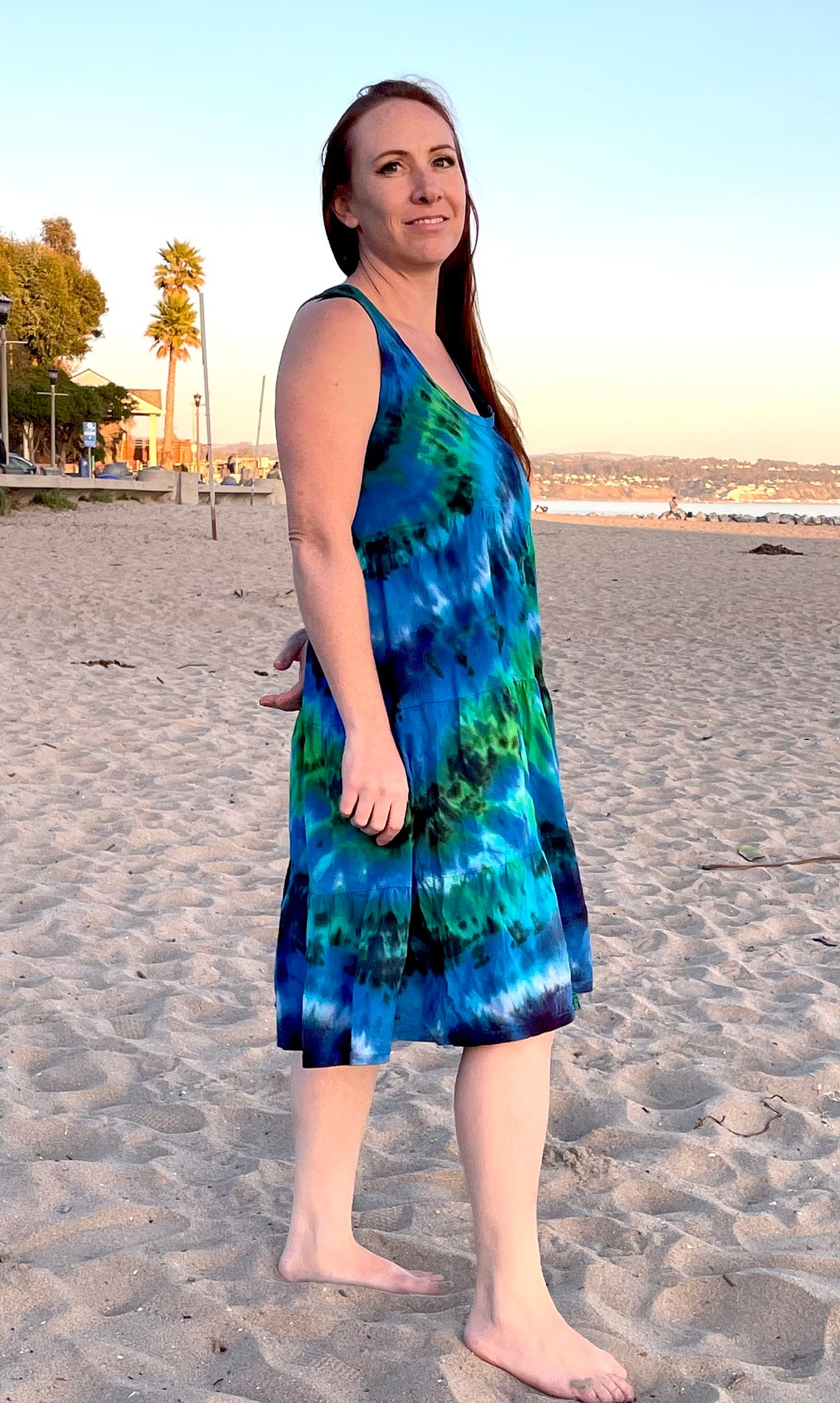 Tie Dye Dress Racer Back Size Med, Blue Purple Green and Black - Etsy