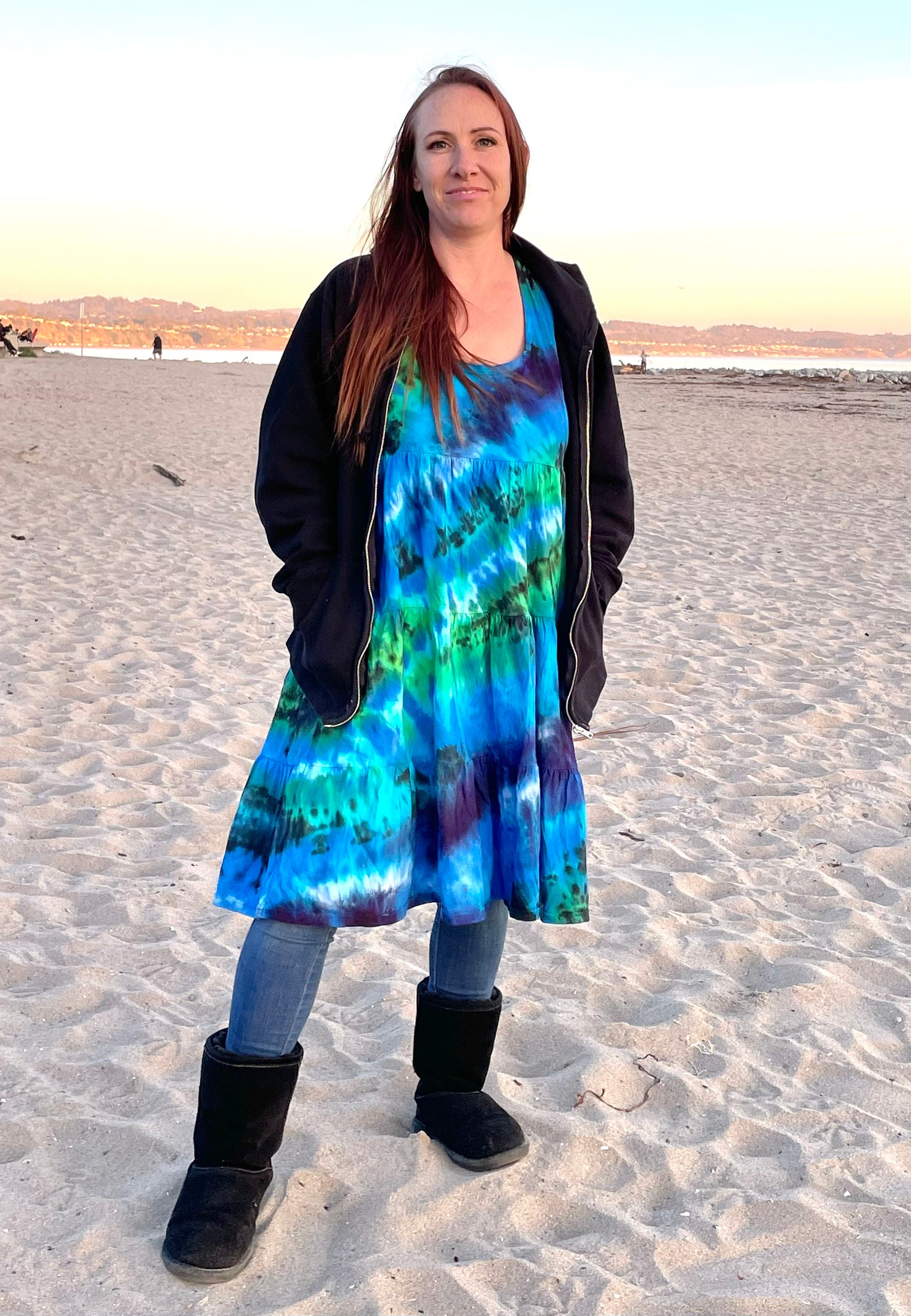 Tie Dye Dress Racer Back Size Med, Blue Purple Green and Black - Etsy