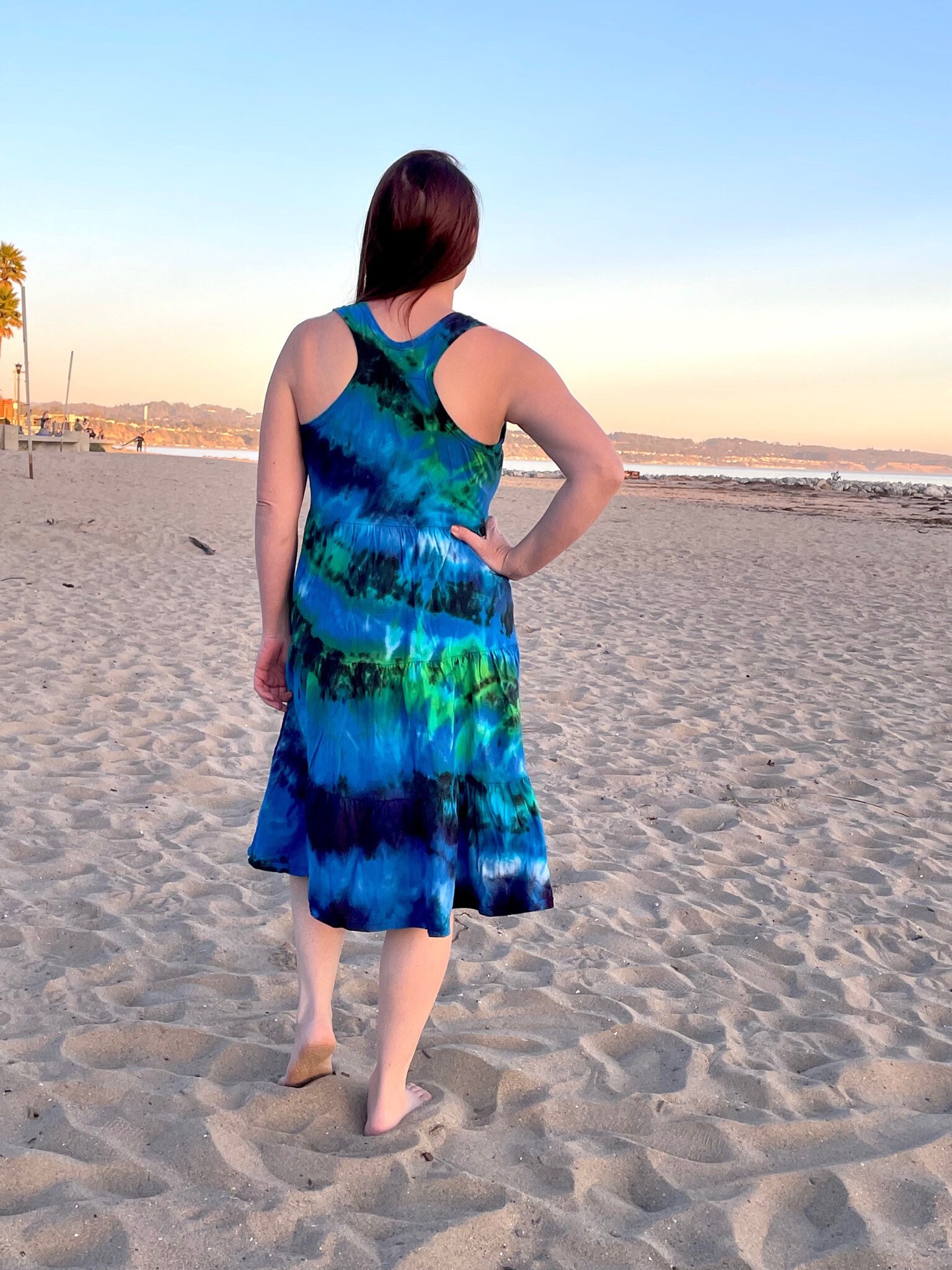 Tie Dye Dress Racer Back Size Med, Blue Purple Green and Black - Etsy