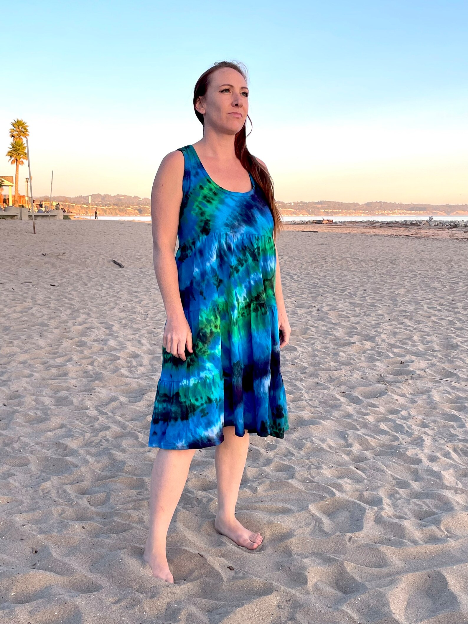 Tie Dye Dress Racer Back Size Med, Blue Purple Green and Black - Etsy