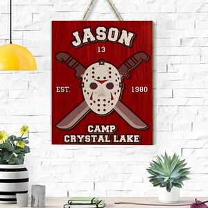 Jason Camp Crystal Lake Wooden Poster, Wooden Hanging Home Décor ...