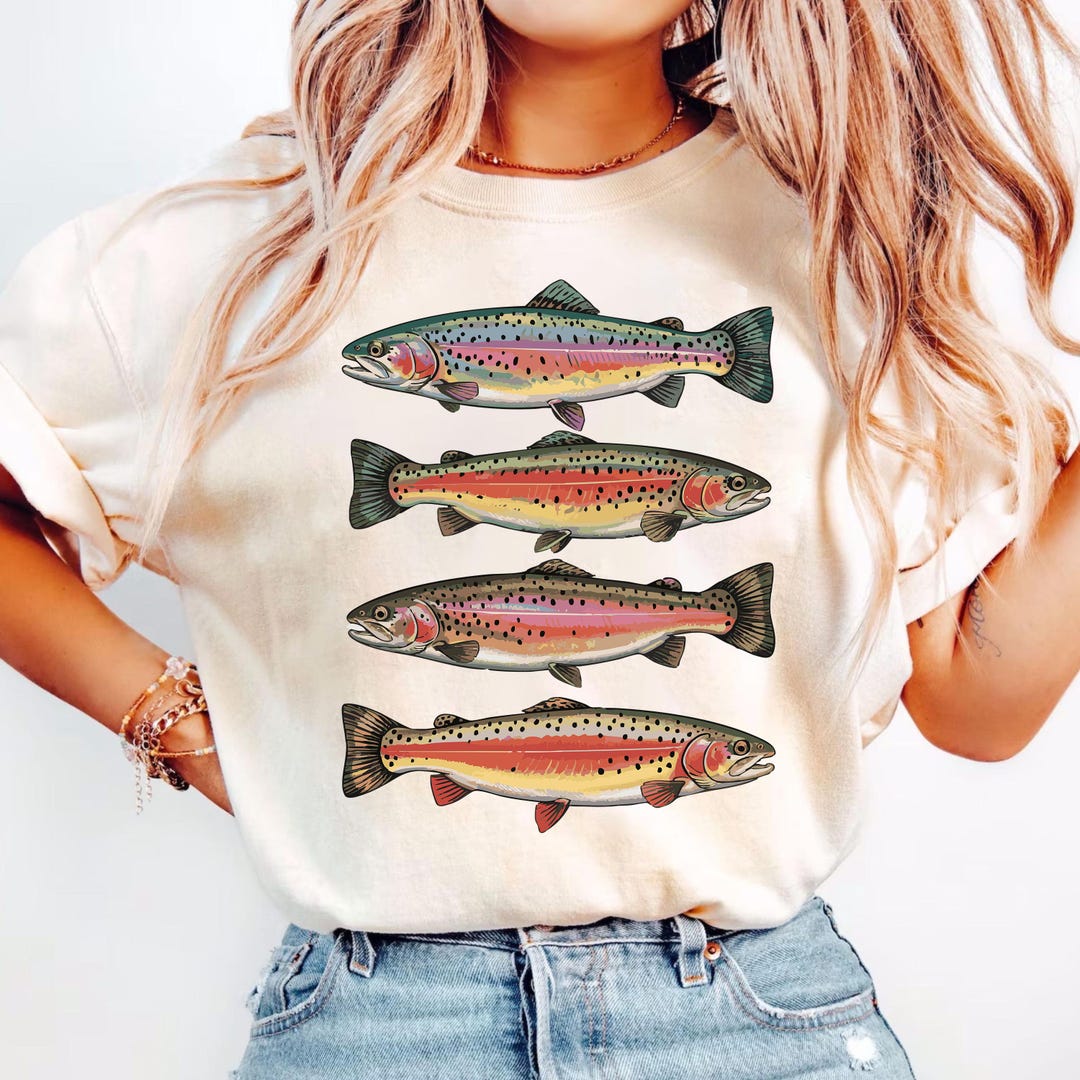 Comfort Colors® Trout Fish Shirt, Vintage Fish Shirt, Retro Fish Shirt ...