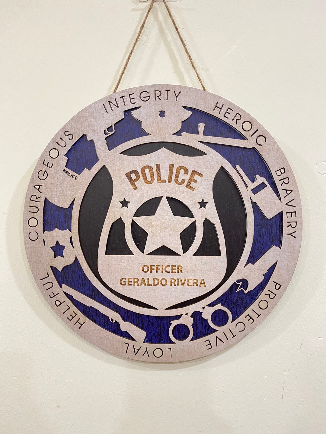 Personalization Police Officer Wooden Hanging Home Décor Plaques ...