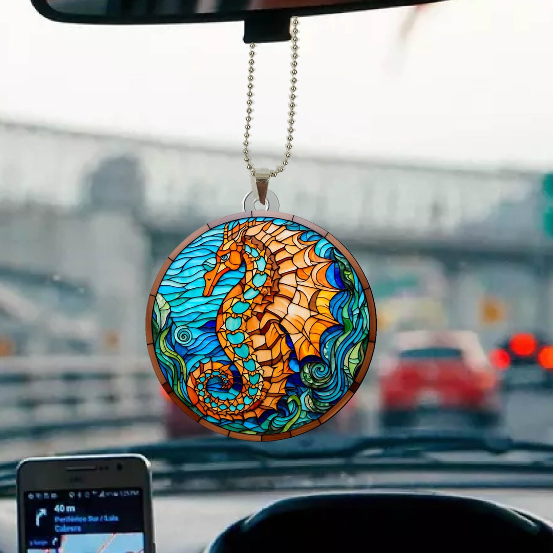 Seahorse Ornament, Rearview Mirror Hanging Accessory, Hanging Car ...