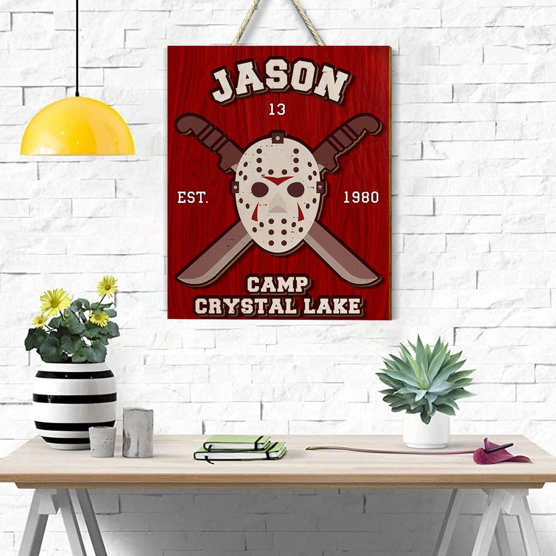 Jason Camp Crystal Lake Wooden Poster, Wooden Hanging Home Décor ...