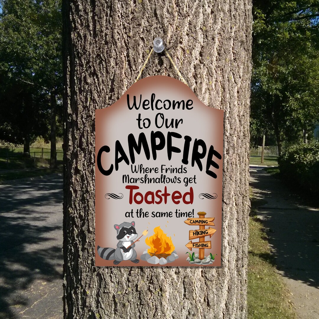 Welcome to Our Campfire Sign, Wedding Gift Wooden Camping Wall Decor ...