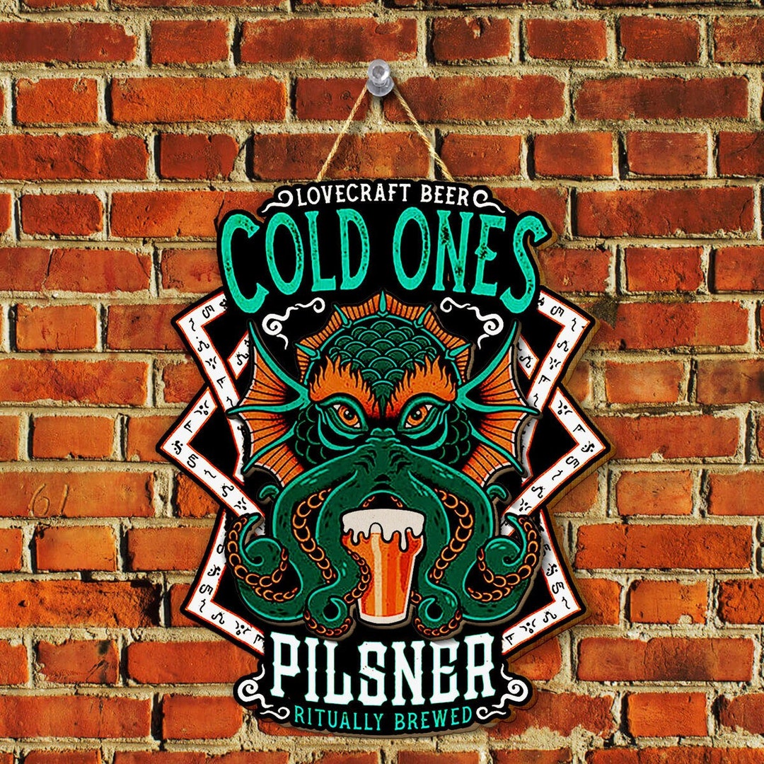 Lovecraft Beer Label Cthulhu Wooden Hanging Home Décor Plaques & Signs ...