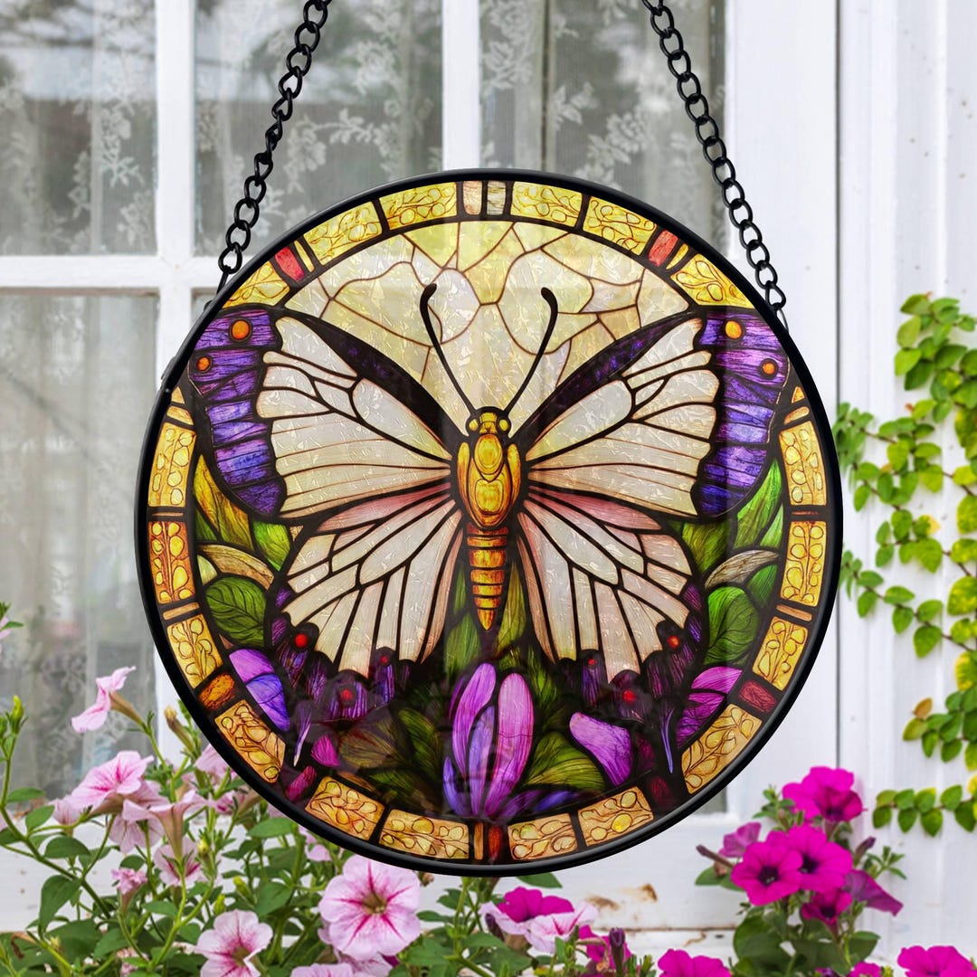 Cecropia Moth Round Stained Glass Suncatcher, Cecropia Moth Window ...