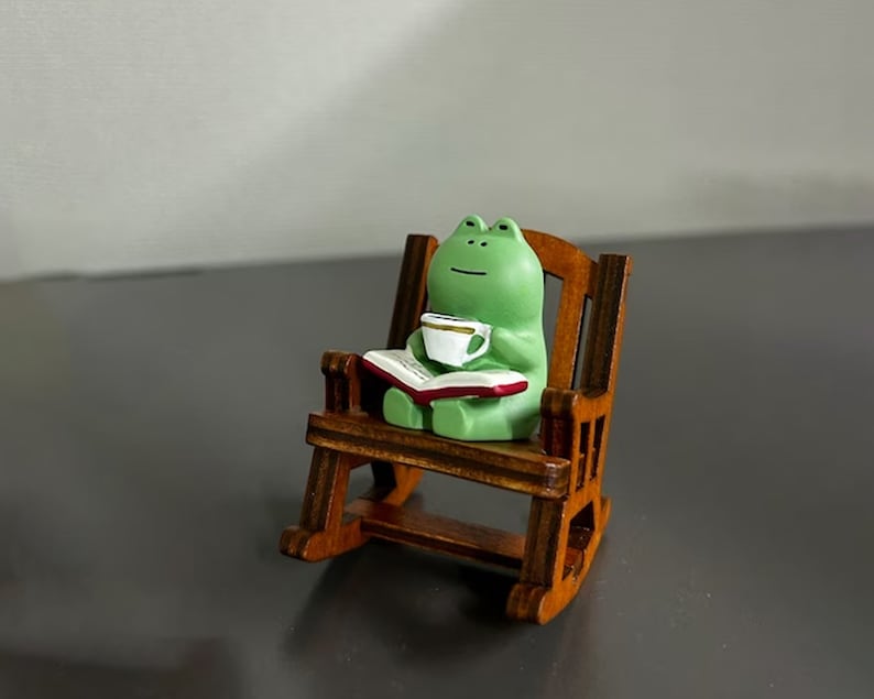 Froggy Reads Miniature Rocking Chair Retreat Whimsical Resin Frog ...