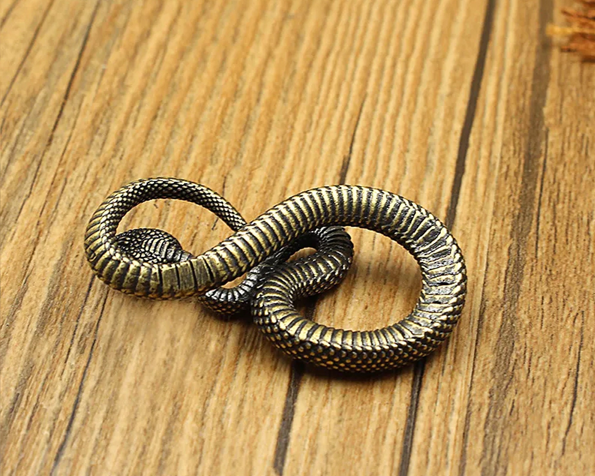 Vintage Solid Brass Coiled Snake Desk Ornament: Copper Animal ...