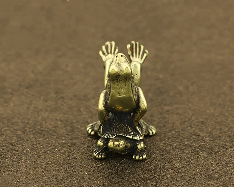 Antique Brass Tortoise and Frog Miniature Statue: Desk, Home Decoration ...