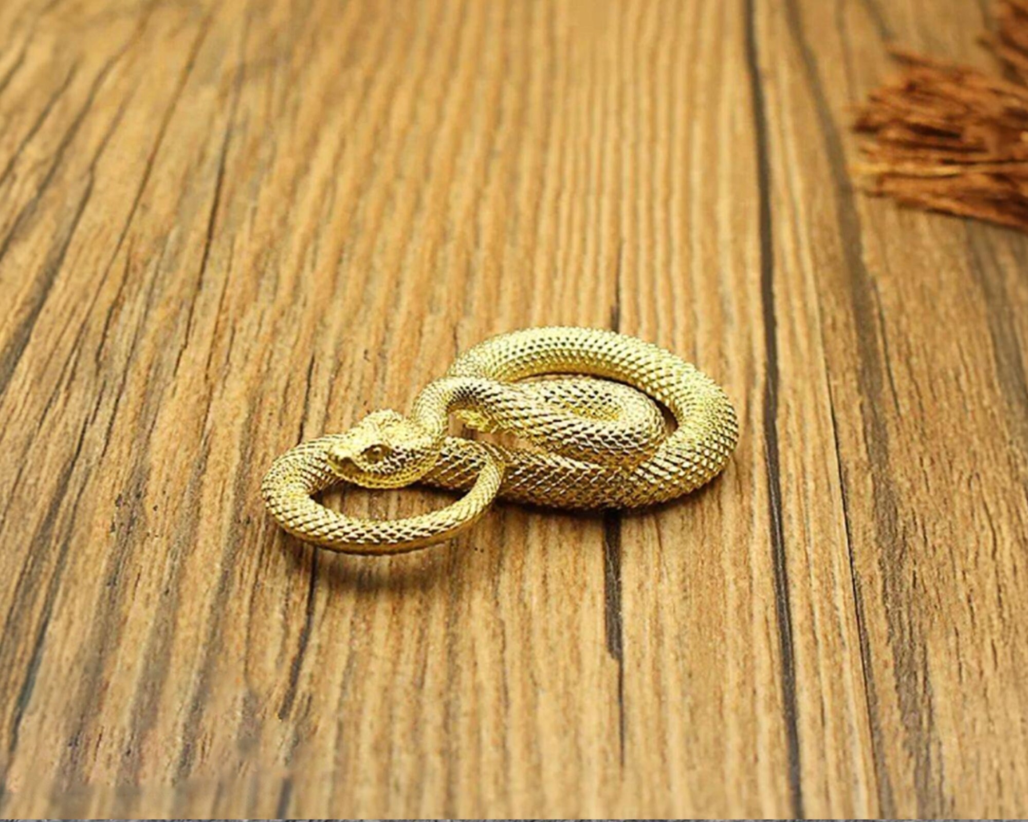 Vintage Solid Brass Coiled Snake Desk Ornament: Copper Animal ...