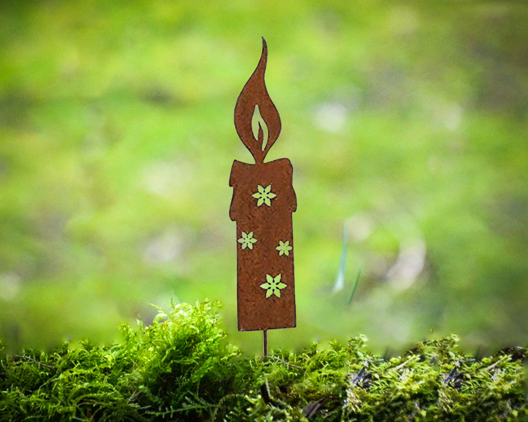 Rusty Snow Flake Candles Rusty Candle Silhouette Pack Of4 Christmas Garden,garden Metal ...