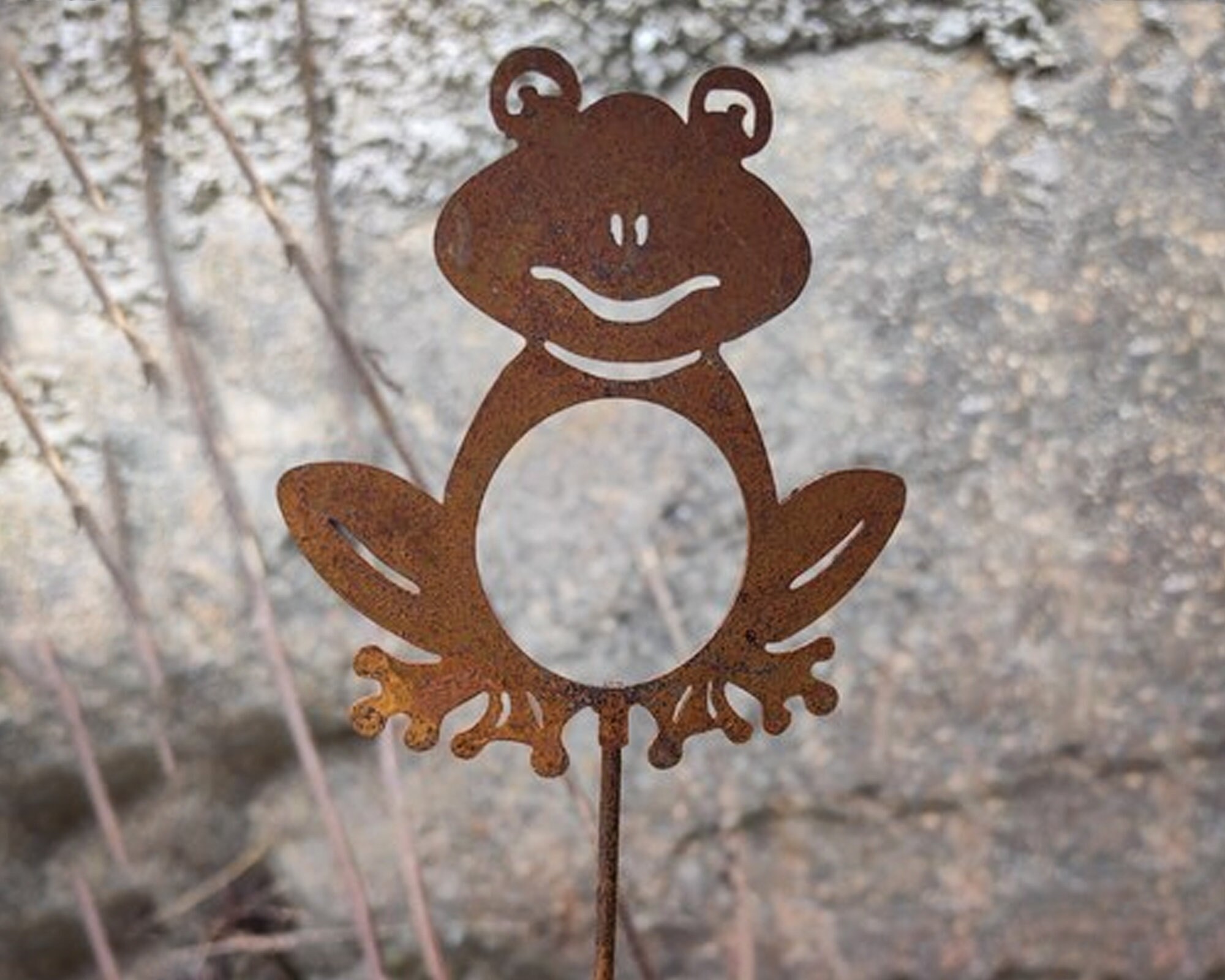 Frog Rust-colored Iron Garden Ornaments Nature-inspired Ground Inserts ...