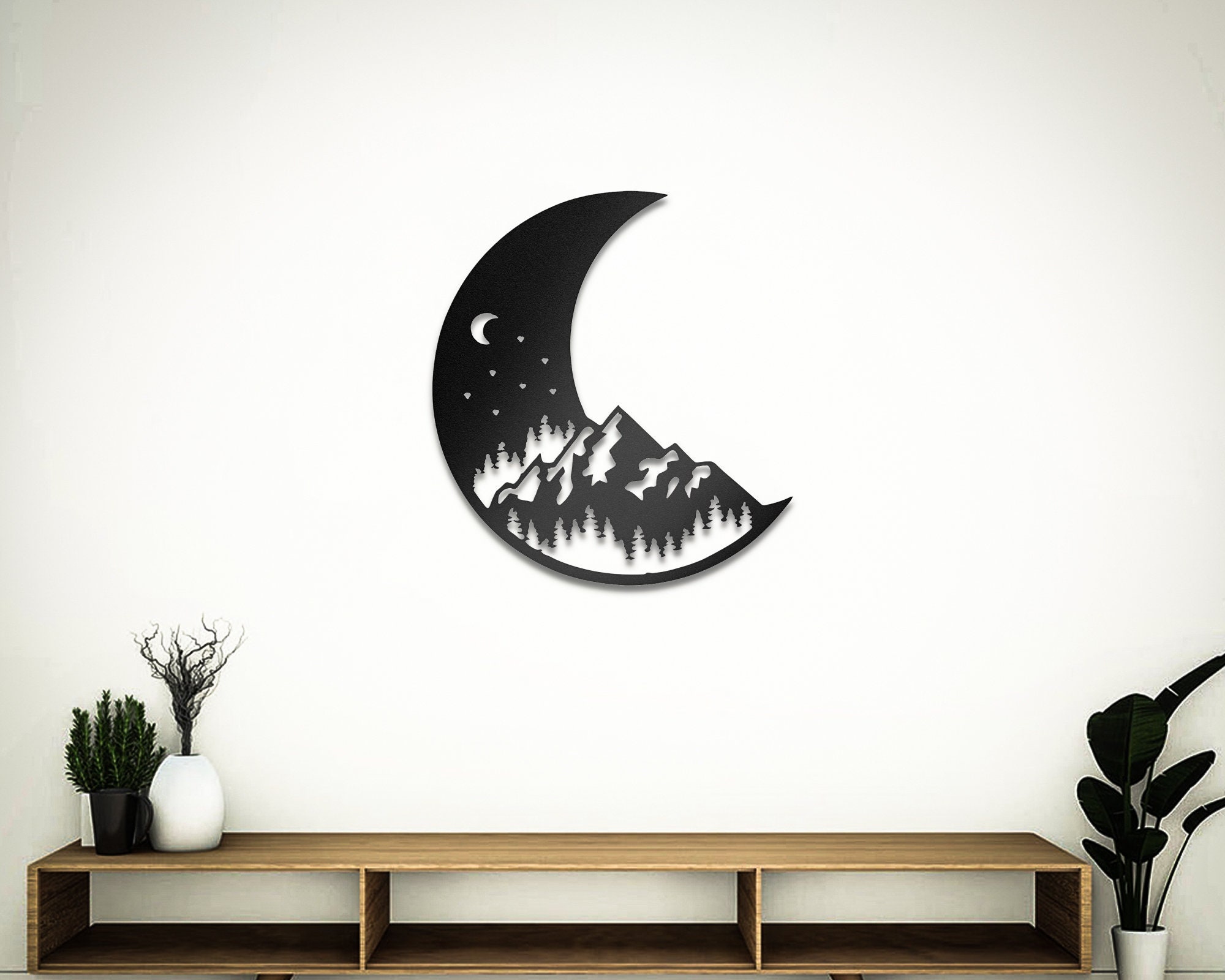 Pacific Moon Metal Art, Moon Phase Wall Hanging, Moon Decor Handmade ...
