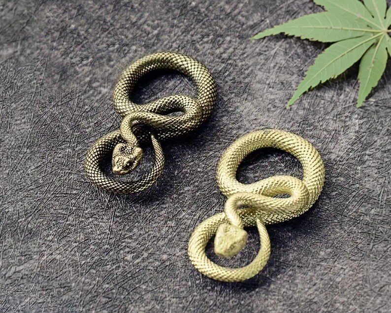 Vintage Solid Brass Coiled Snake Desk Ornament: Copper Animal ...