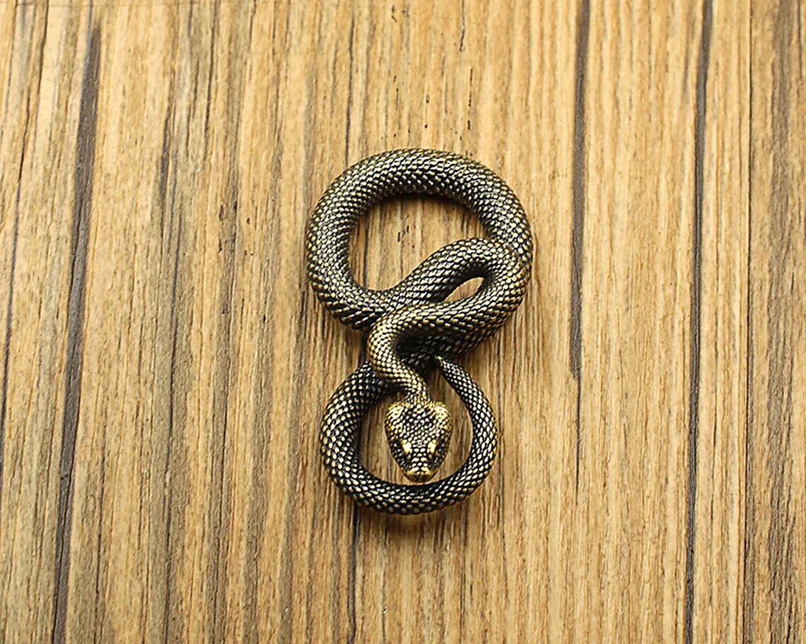 Vintage Solid Brass Coiled Snake Desk Ornament: Copper Animal ...