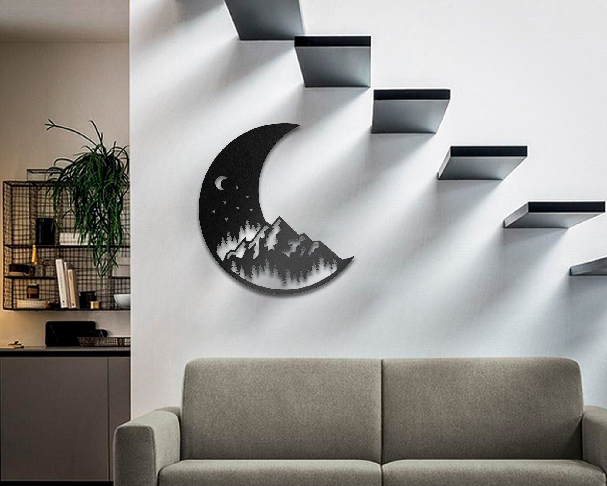 Pacific Moon Metal Art, Moon Phase Wall Hanging, Moon Decor Handmade ...