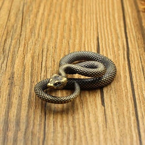 Vintage Solid Brass Coiled Snake Desk Ornament: Copper Animal ...
