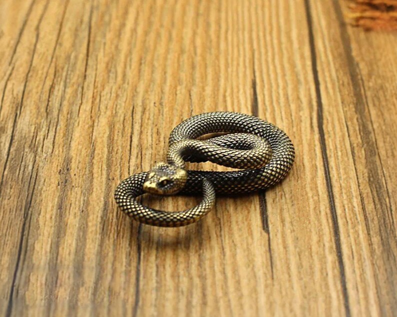 Vintage Solid Brass Coiled Snake Desk Ornament: Copper Animal ...