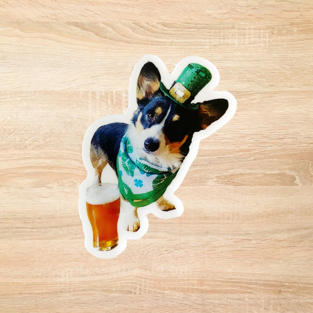 St. Patrick's Day Corgi Sticker - Etsy