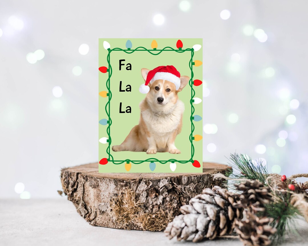 Fa La La Corgi Card, Blonde Corgi Card, Pembroke Welsh Corgi, Christmas ...