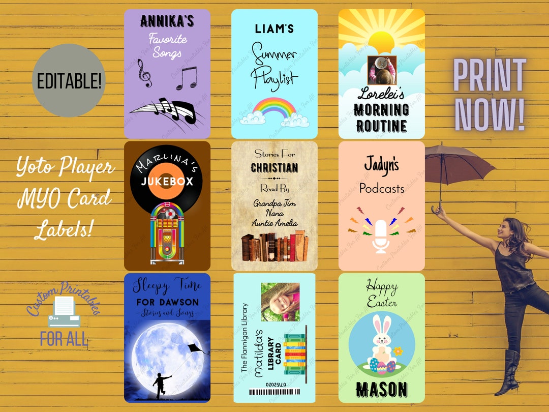 Bundle Set of 9 Designs-custom Yoto MYO Card Label Printable ...