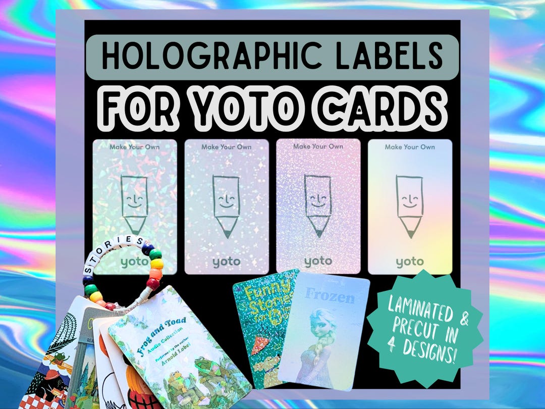 Holographic Yoto Card Label Sticker With Extra Laminate Layer Precut ...