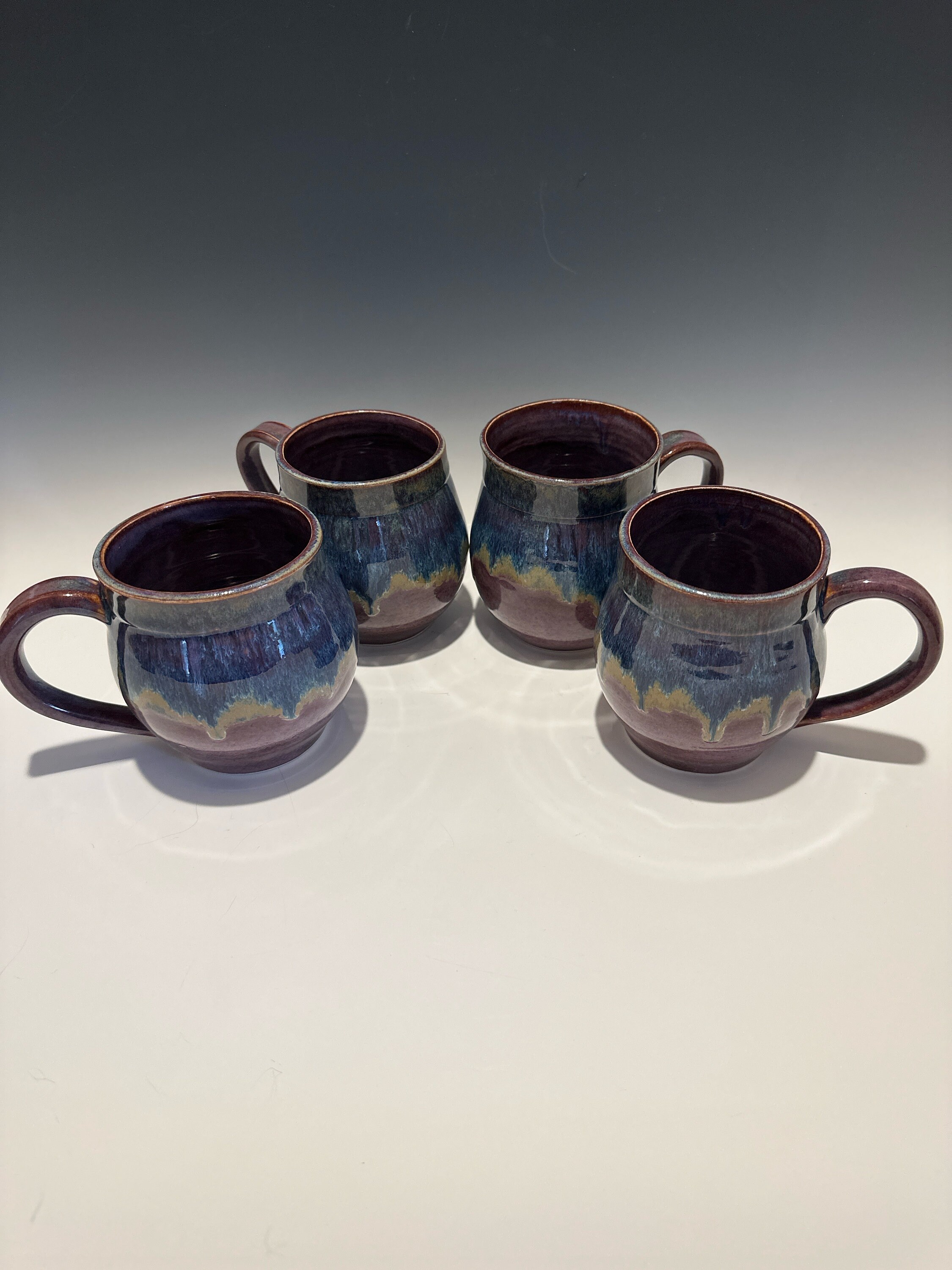 Four Matching Ceramic Mugs, Pottery Coffee Mugs, Handmade Mugs, Wheel ...