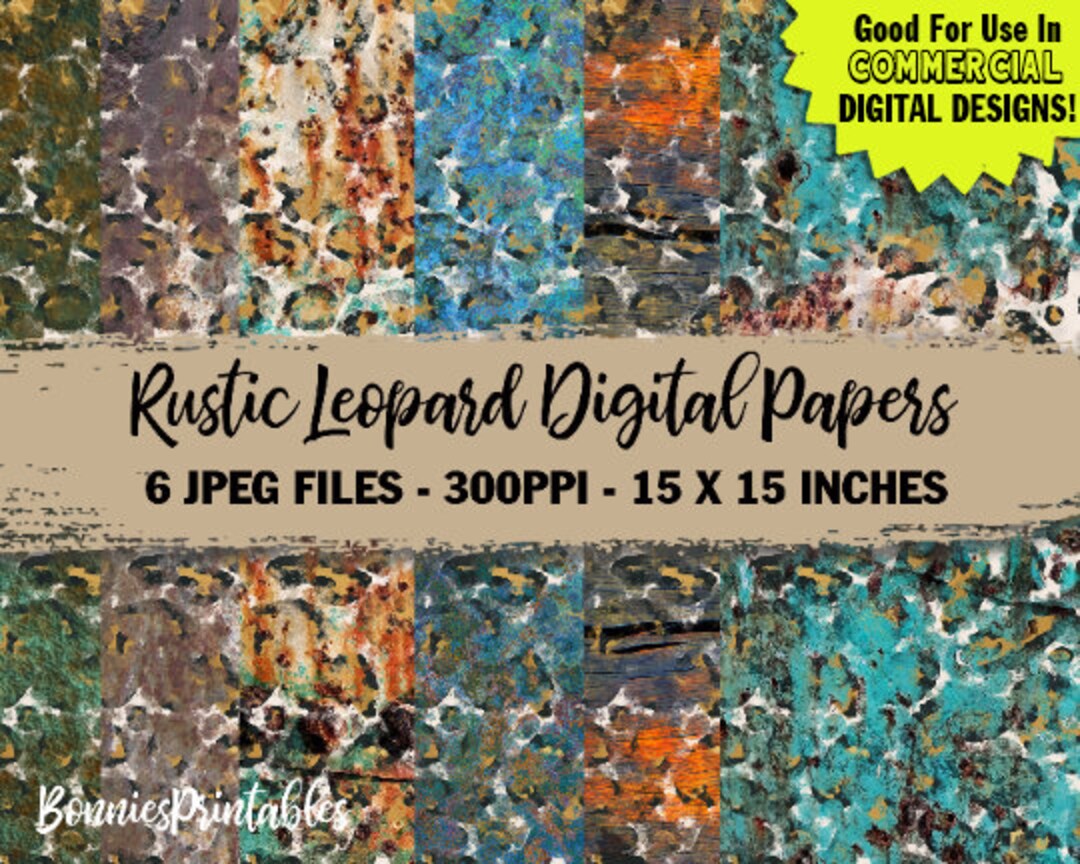 Leopard Digital Paper, Western Digital Paper, Digital Scrapbook Paper ...
