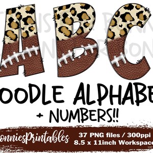 Football Png, Alphabet, Doodle, Clipart, Letters, Numbers, DTG ...