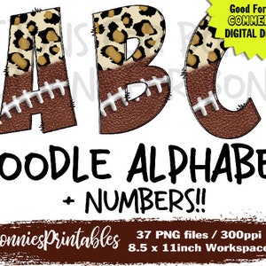 Football Png, Alphabet, Doodle, Clipart, Letters, Numbers, DTG ...