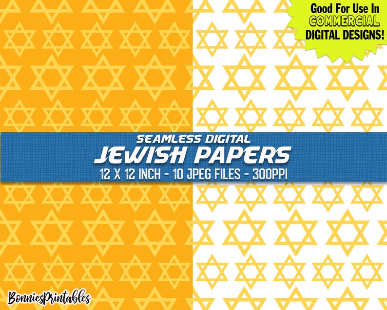 Jewish Digital Paper, Hanukkah Paper, Star of David, Seamless, Blue ...