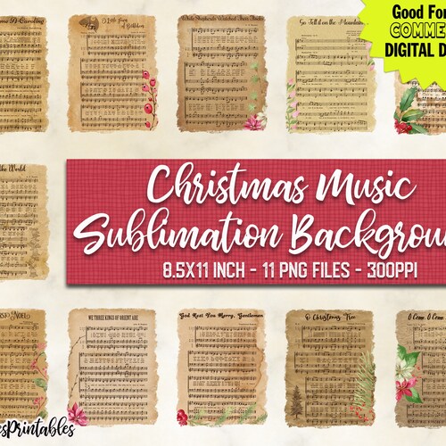 Vintage Christmas Music Digital Paper Old Christmas Sheet - Etsy