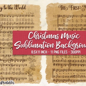 Christmas Music Png, Sheet Music, Digital Paper, Vintage Music ...