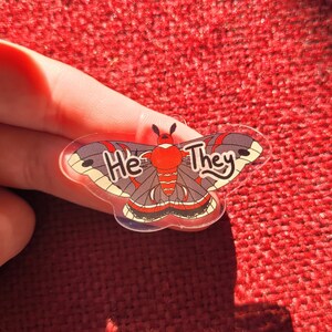 Moth Pronoun 2" Acrylic Pins - Etsy