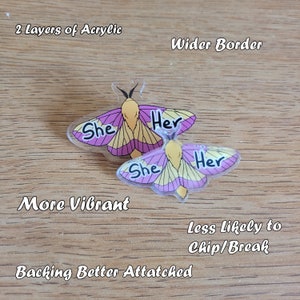 Moth Pronoun 2" Acrylic Pins - Etsy