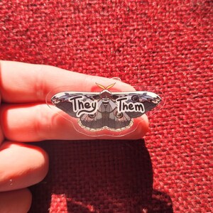 Moth Pronoun 2" Acrylic Pins - Etsy