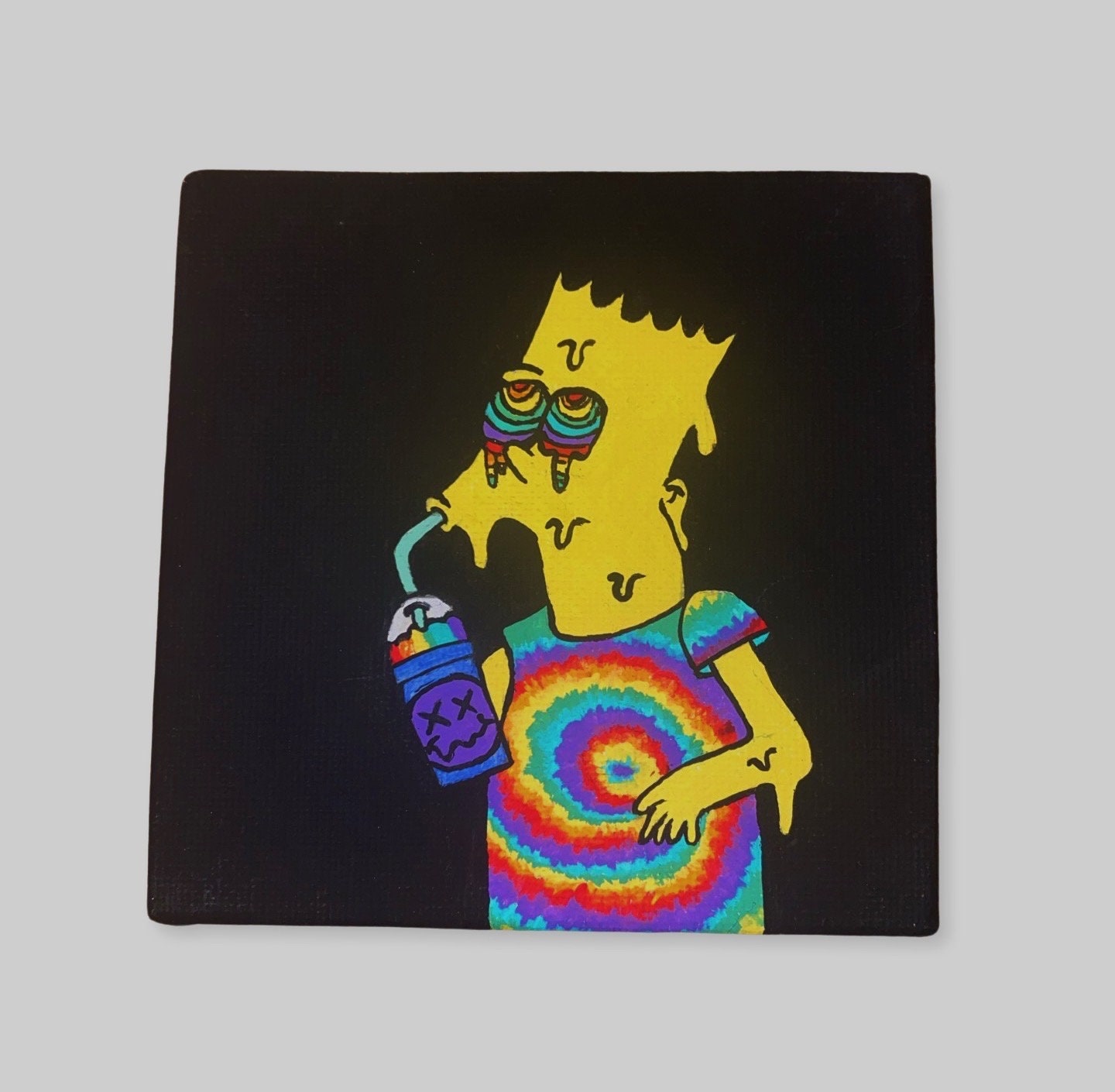 Trippy Simpson Drink Canvas Acrylic Painting 4x4 - Etsy