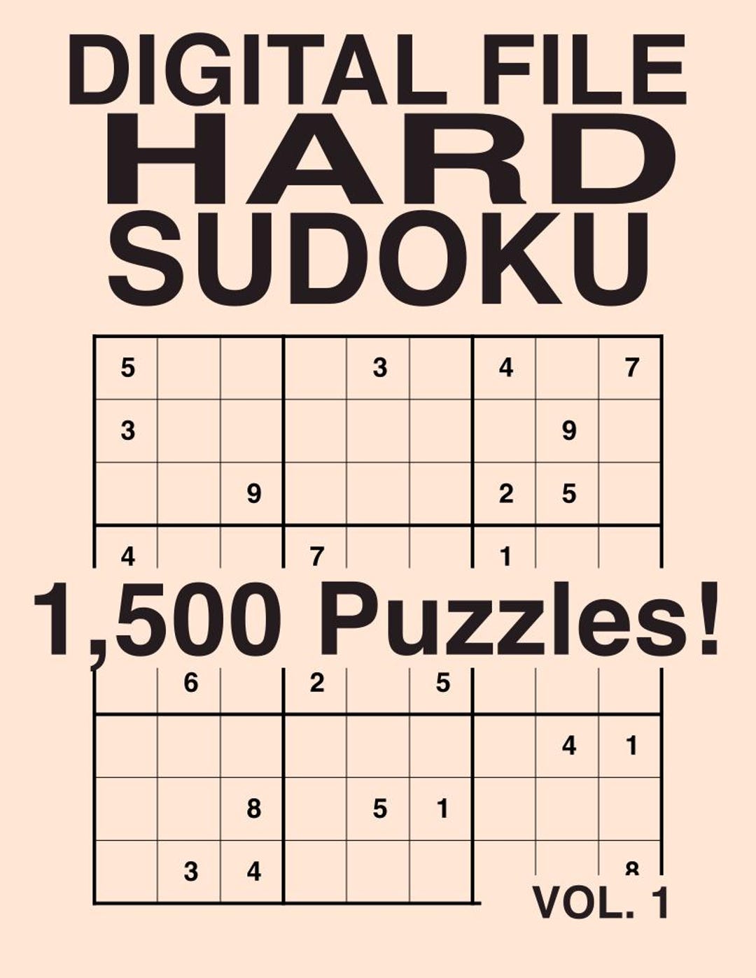 1500 Hard Sudoku Puzzles & Solutions - Digital Download - Etsy