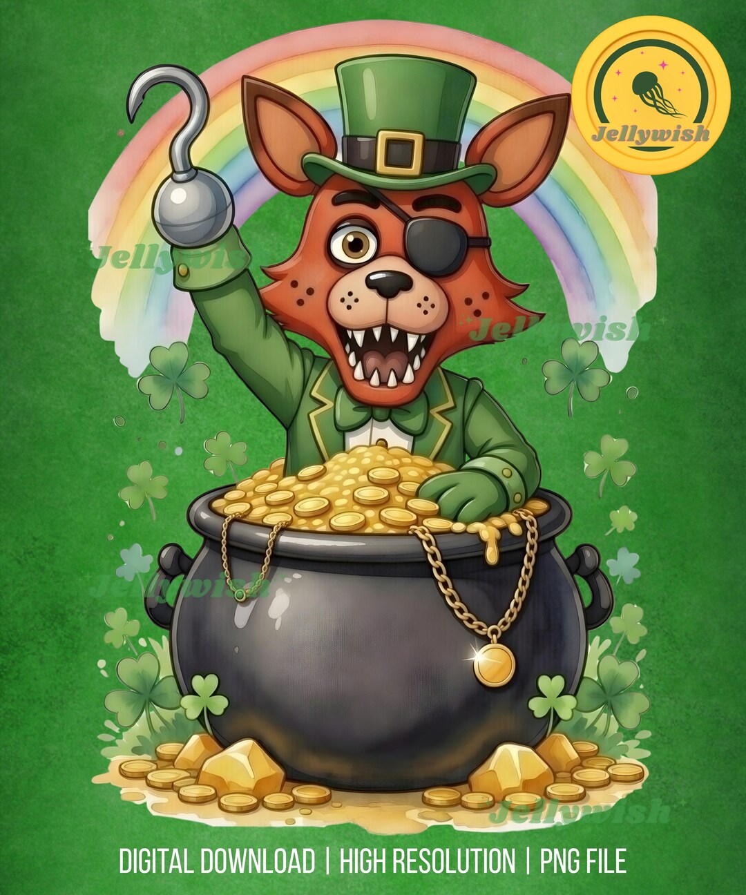 Five Nights at Freddy’s St Patricks Day PNG | Foxy Leprechaun Pot of ...