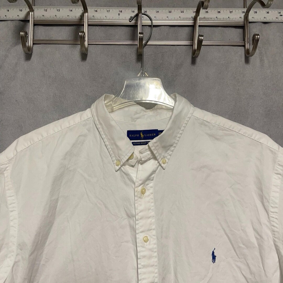 Ralph Lauren Shirt Men 2XB White Feather Weight Twill Button up Casual ...