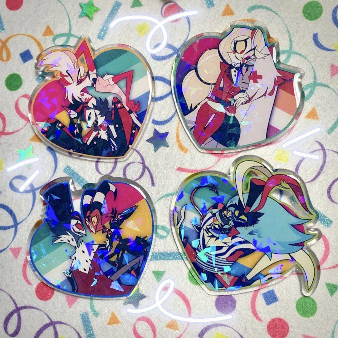 Buy Hazbin Hotel & Helluva Boss Heart Acrylic Pins Online in India - Etsy